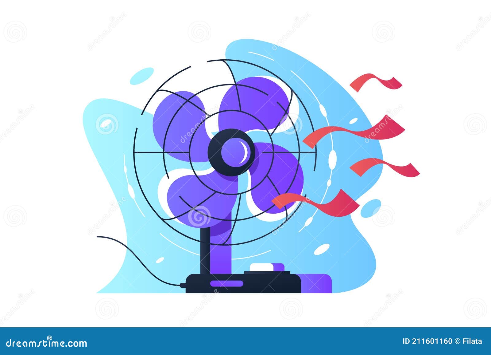 Table Fan Wind Blows Using Red Tape for Visual Presentation. Stock ...