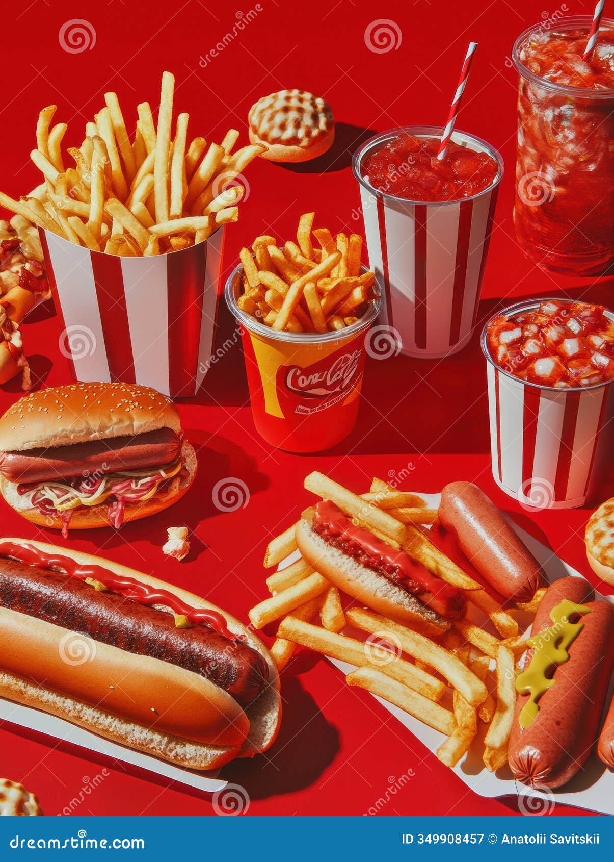 A Table is Filled with an Array of Fast Food Delights Including Crispy ...