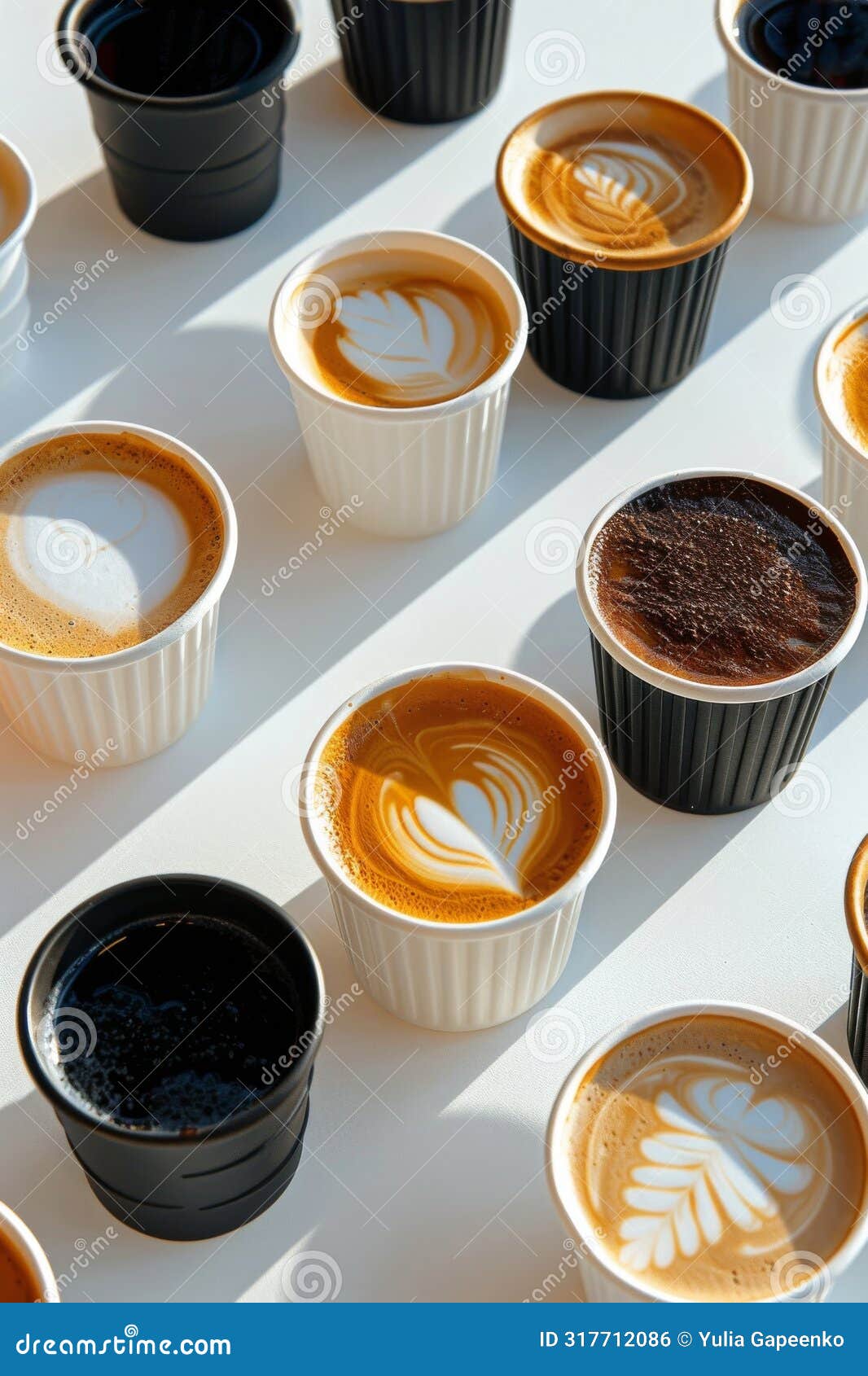 Table Filled with Cups of Coffee Stock Photo - Image of table, espresso ...