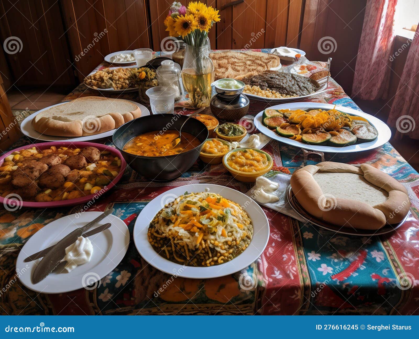 A Table Filled with Lots of Food on Top of a Table. AI Generative Image ...