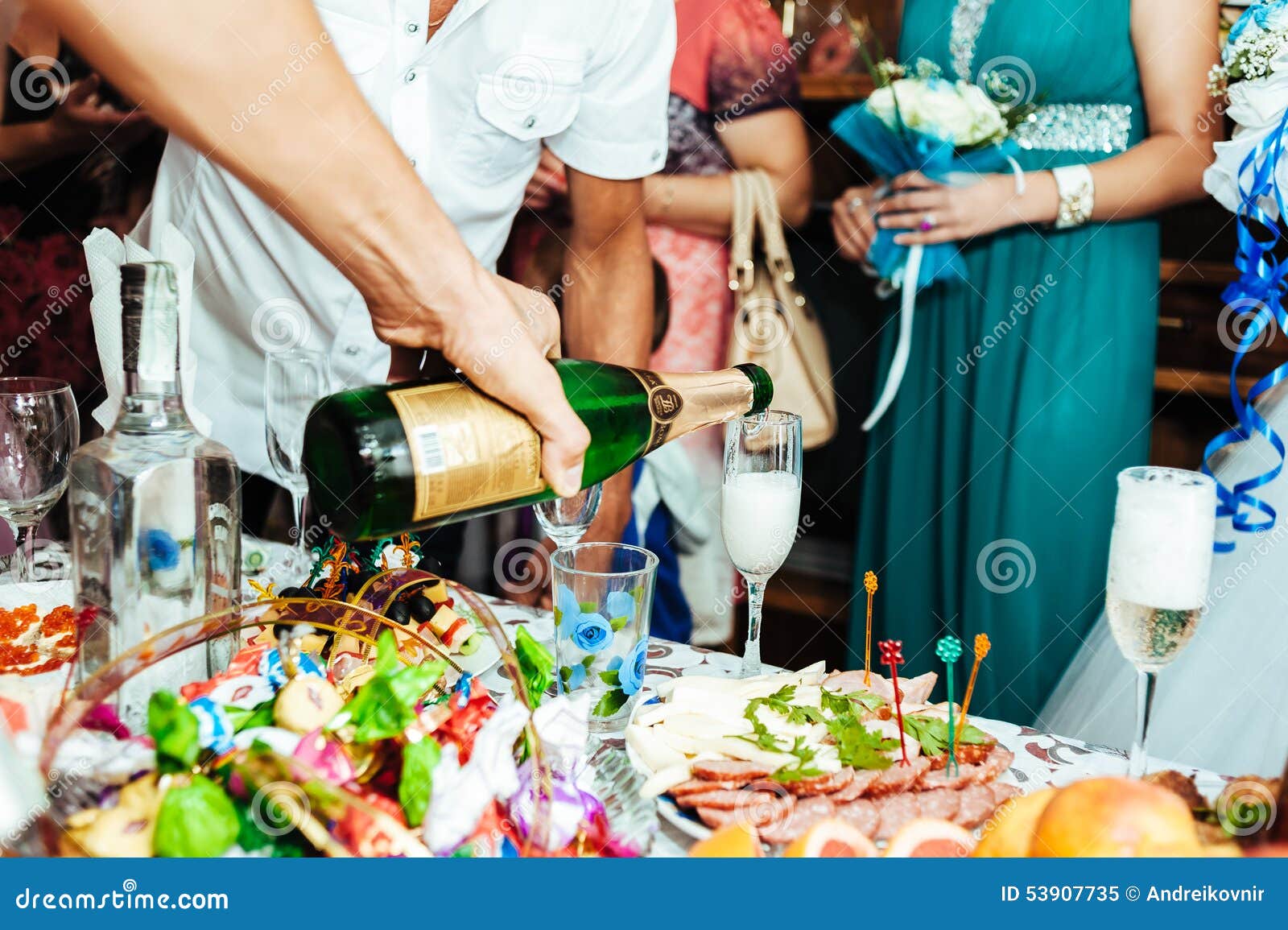 Table with Food and Drink. Traditional Wedding Editorial Image - Image ...