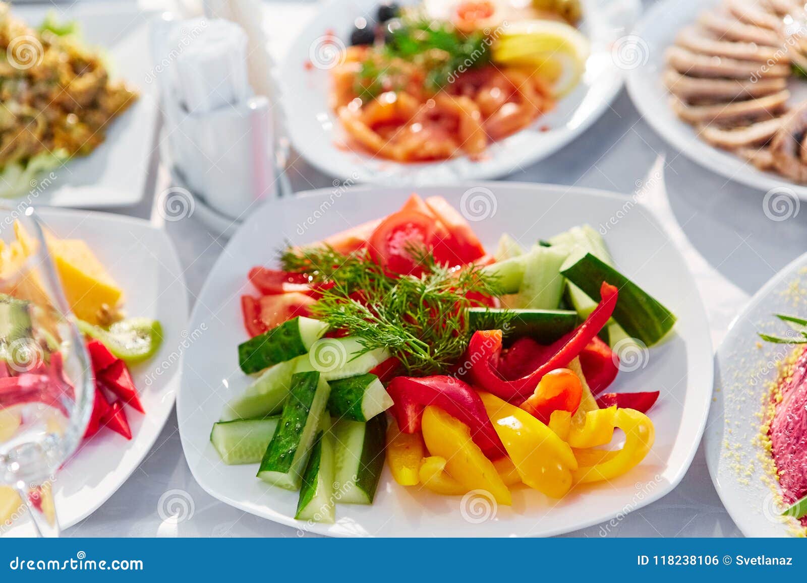 Table with Food and Drinks in a Restaurant Stock Photo - Image of ...