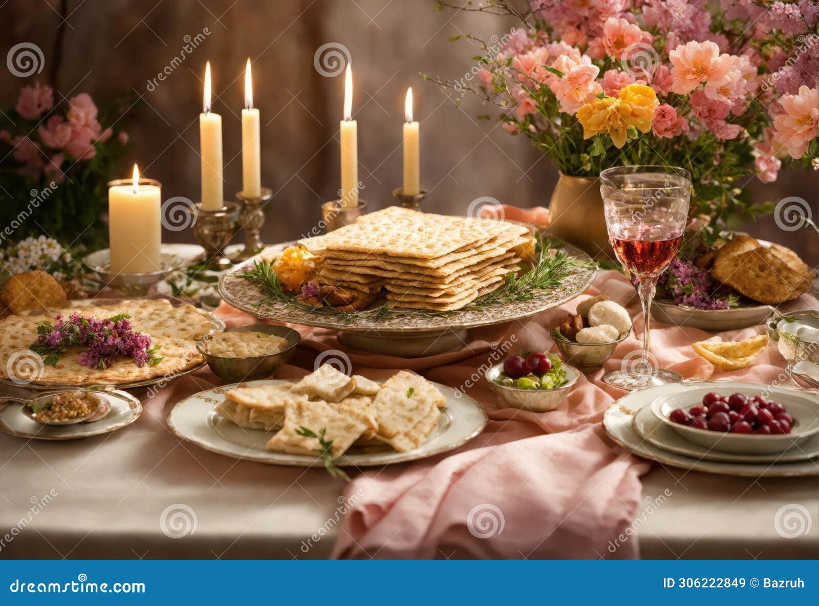 Table with Food for the Passover Holiday Stock Image - Image of plate ...