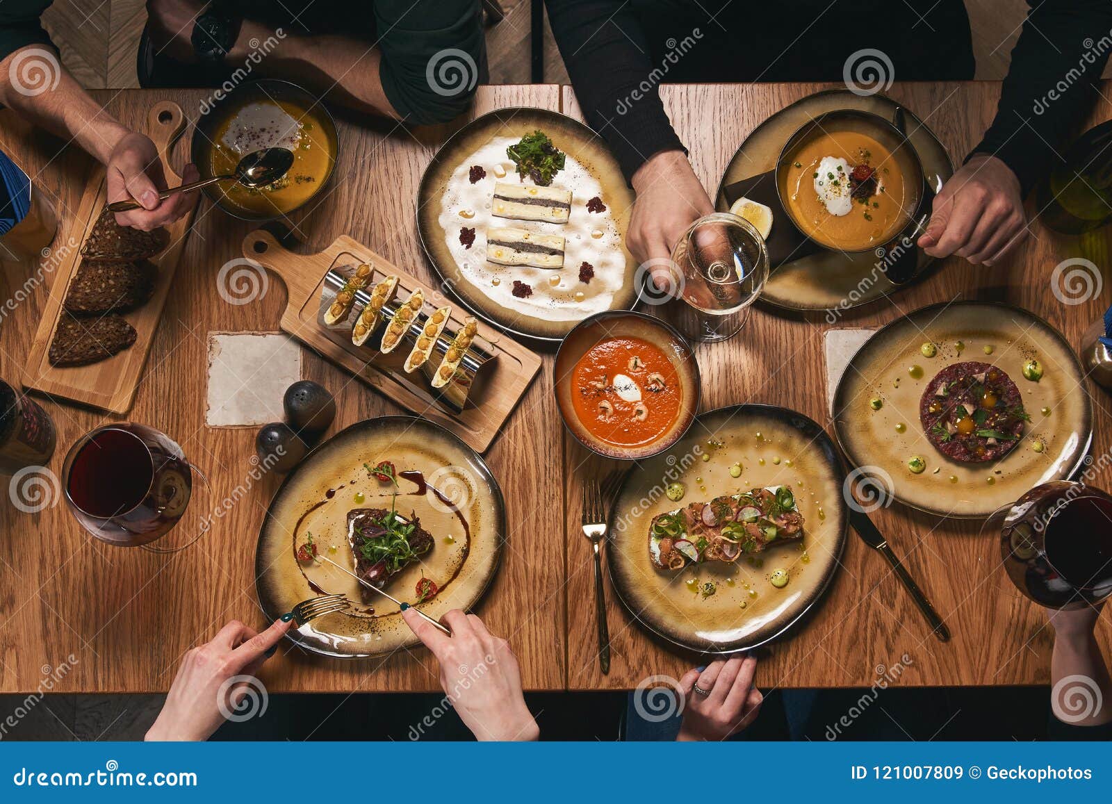 Table with food, top view stock image. Image of bread - 121007809
