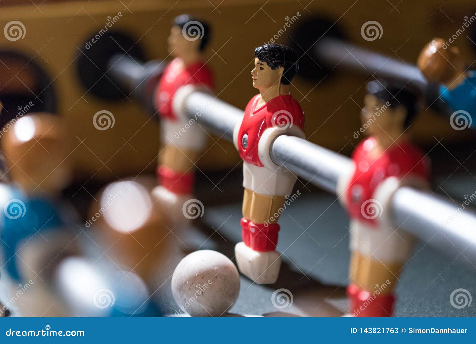 Table Football Kicker with Miniature Players Stock Image - Image of ...