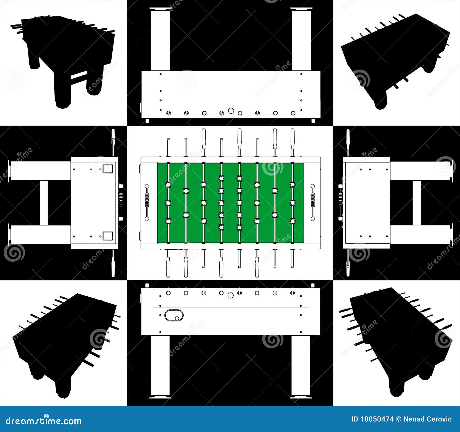 Table Football Sketch. Seamless Pattern With Hand-drawn Cartoon Icons ...