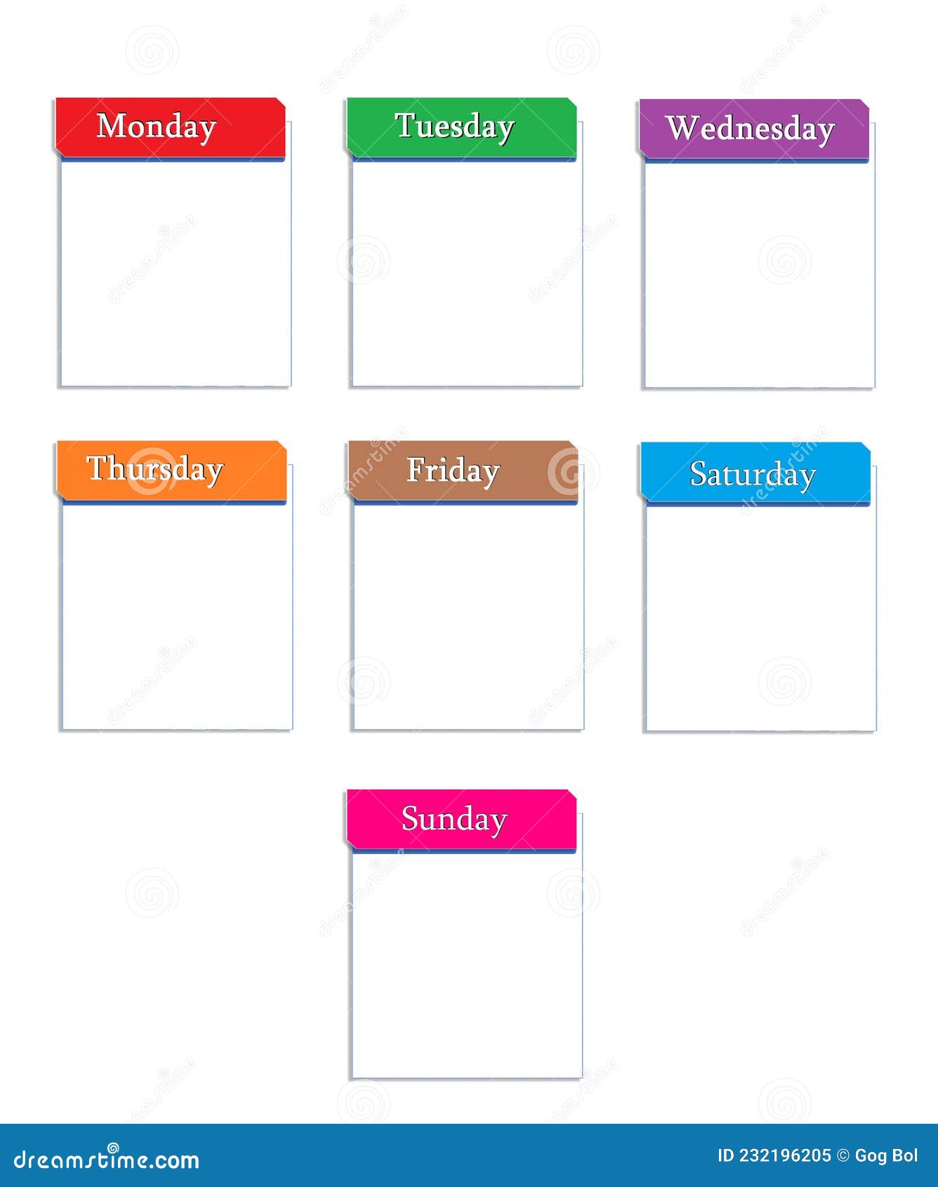 Table. the Form of the Week Ganris Stock Illustration - Illustration of ...