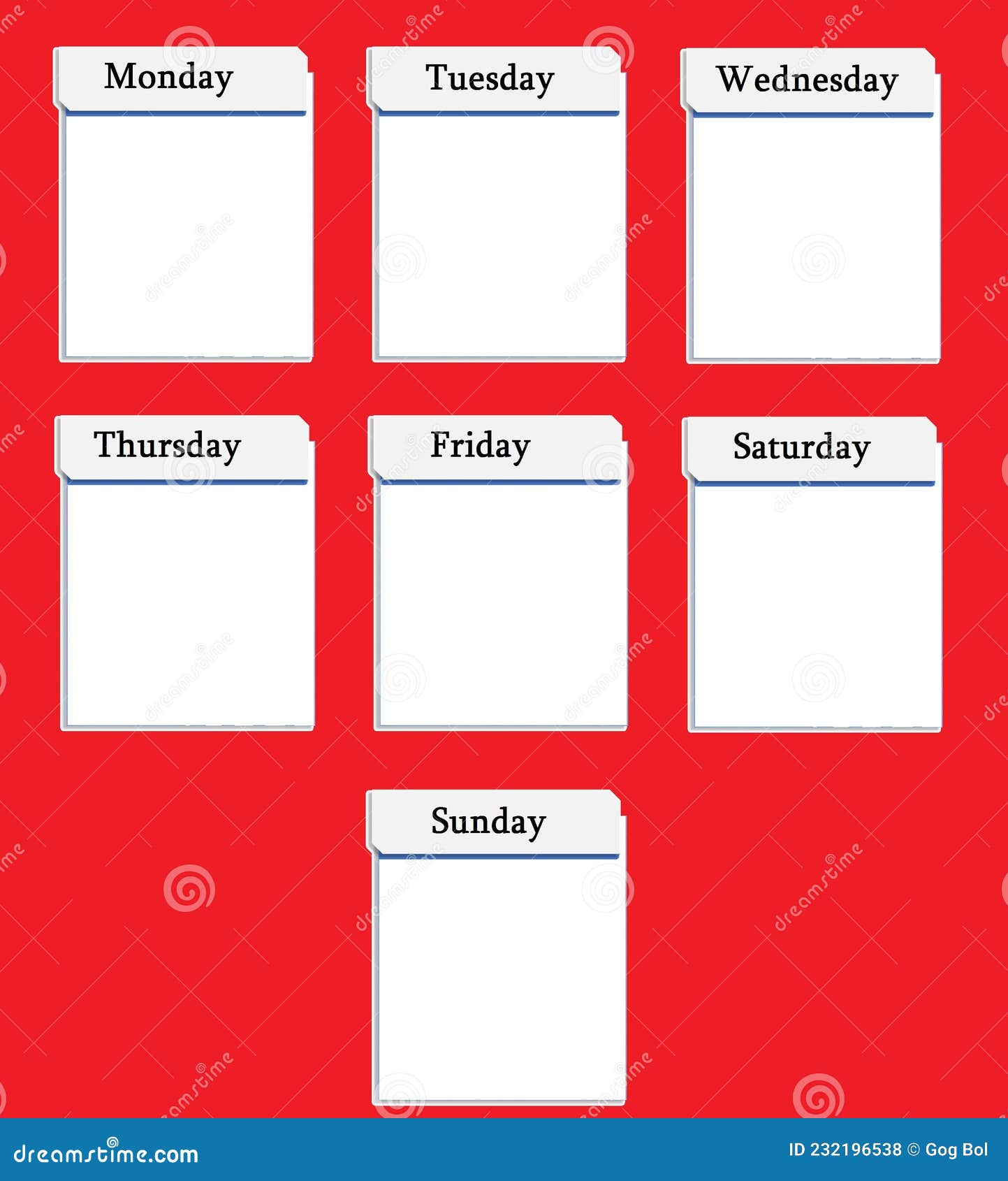 Table. the Form of the Week Ganris Stock Illustration - Illustration of ...