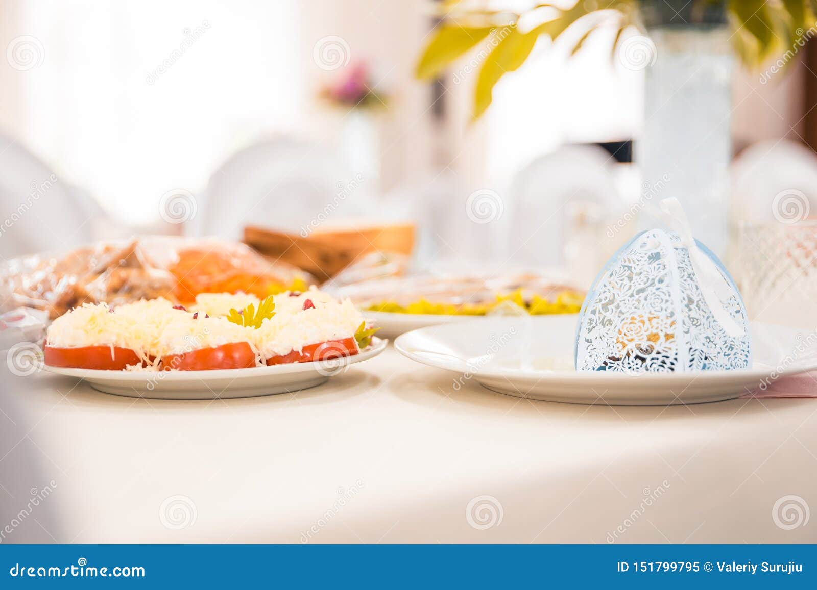 Table with dishes stock image. Image of celebration - 151799795