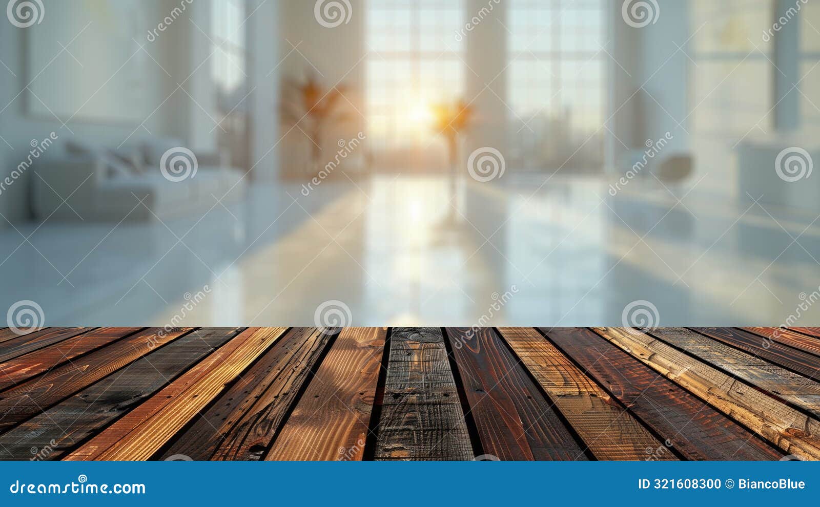 Table in Front of Soft-focus Office Area for Displays. Stock Photo ...