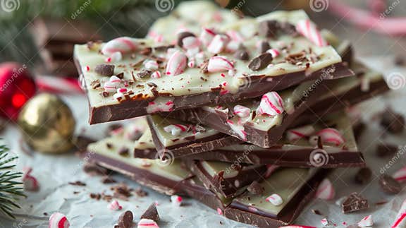 A Table Full of Assorted Chocolates and Candy Canes Stock Image - Image ...