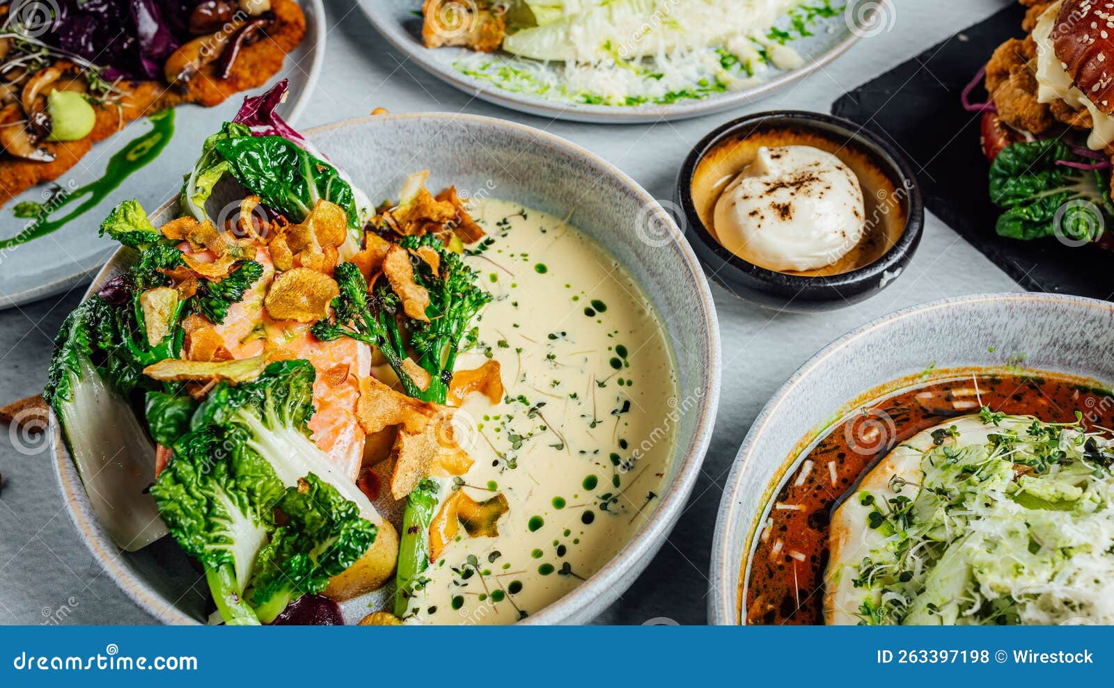 Table Full of Delicious Soups and Meals Stock Photo - Image of beef ...