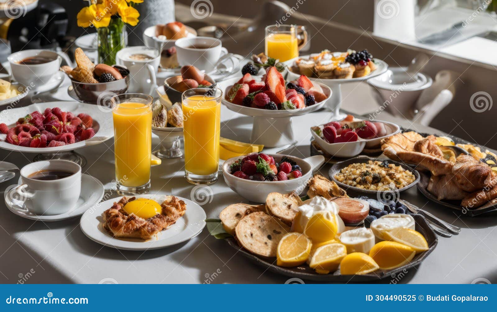 A Table Full of Food and Drinks Stock Illustration - Illustration of ...