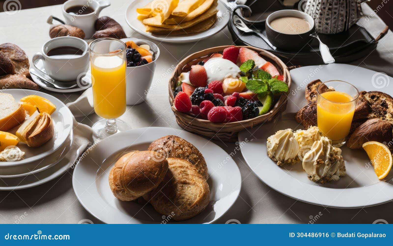 A Table Full of Food and Drinks Stock Illustration - Illustration of ...