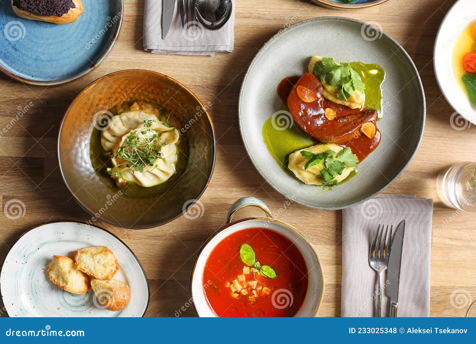 Table Full of Food. Top View Full Table of Food Stock Photo - Image of ...