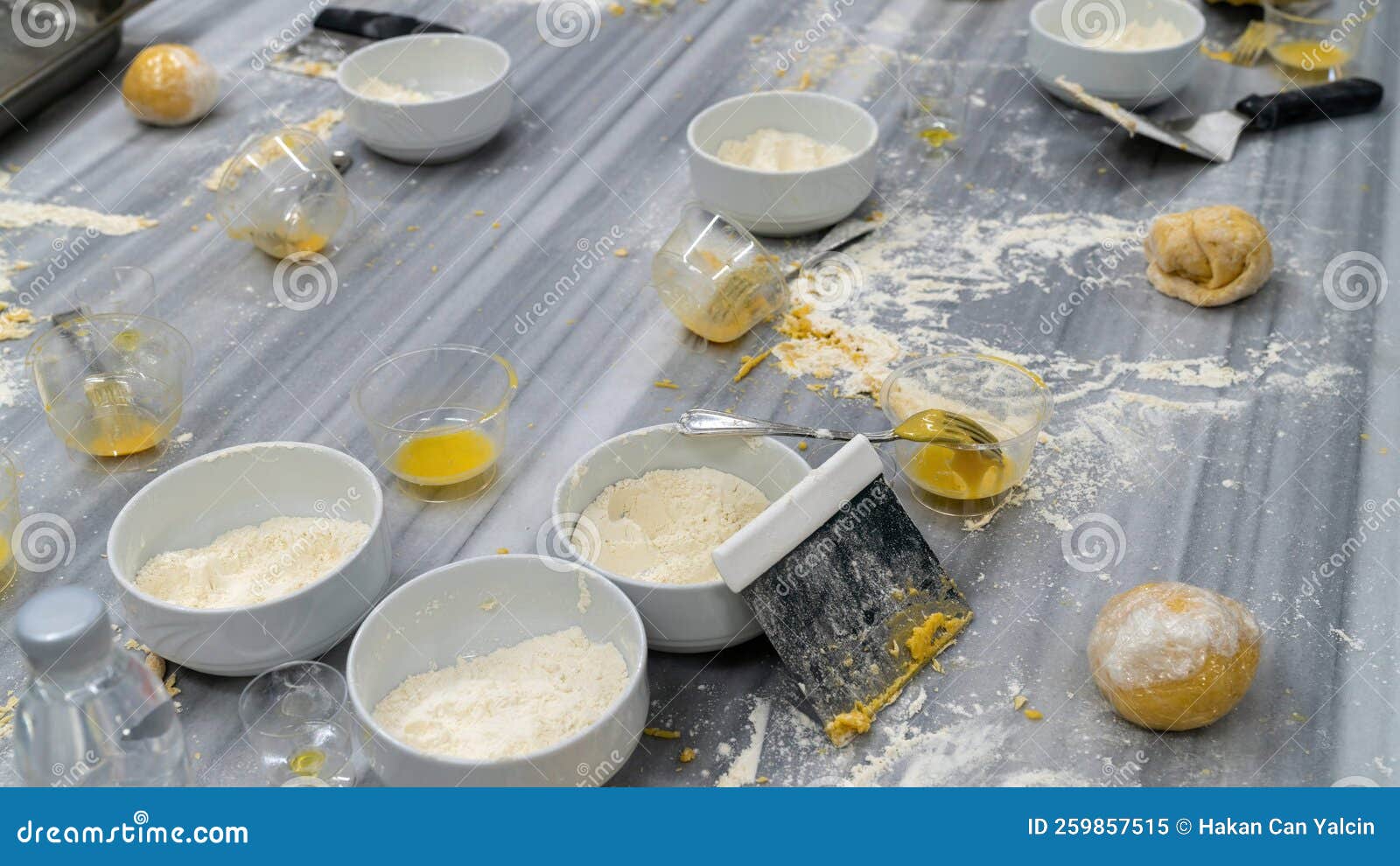 Table Full of Messy Ingredients while Baking Stock Image - Image of ...