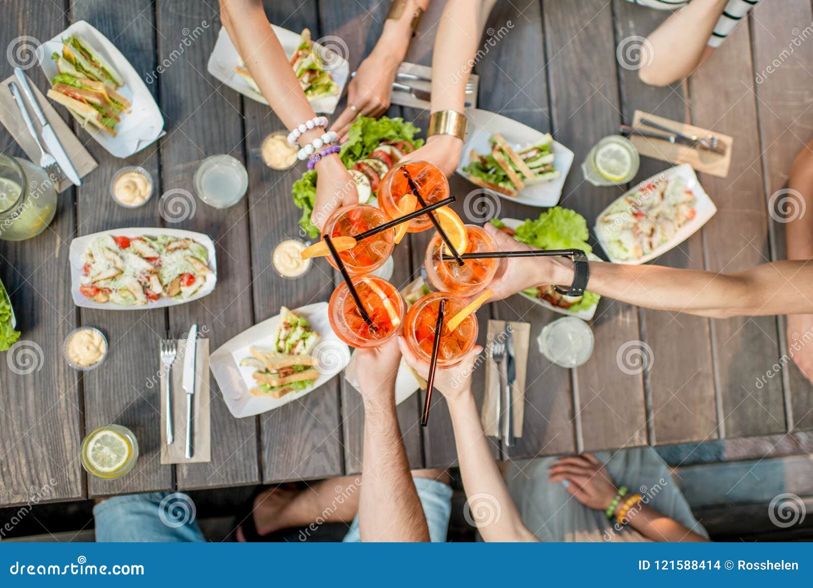 Table Full of Snacks and Drinks Stock Photo - Image of cocktail, group ...