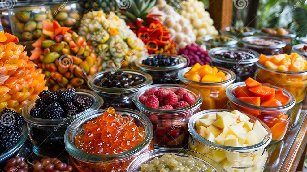 A Table Full of Tropical Fruits in Different Stages of Preservation ...