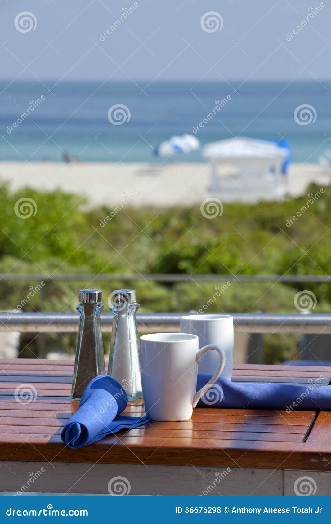 Table with a Great Beach View Stock Photo - Image of idyllic, salt ...
