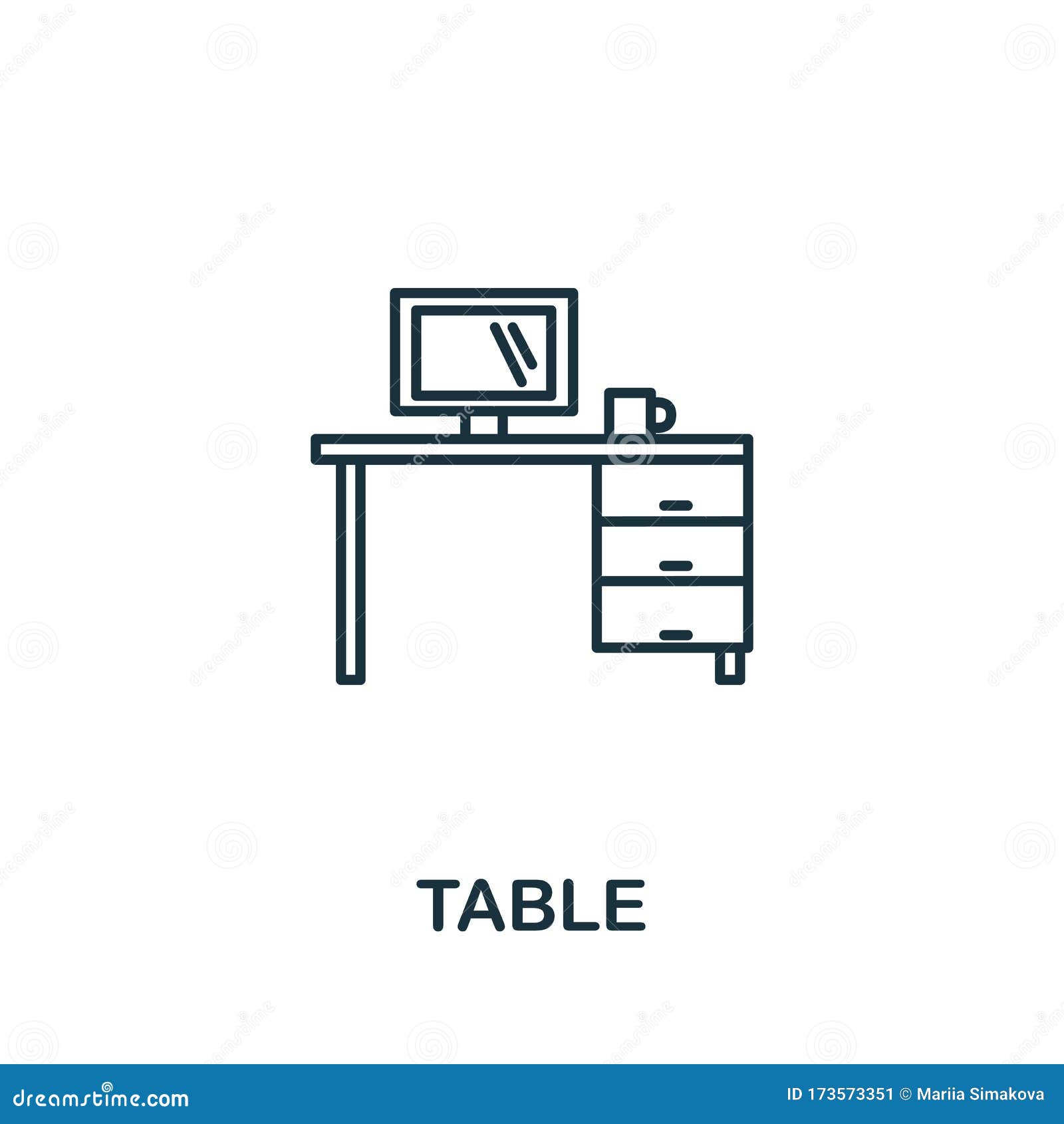 Table Icon from Office Tools Collection. Simple Line Table Icon for ...