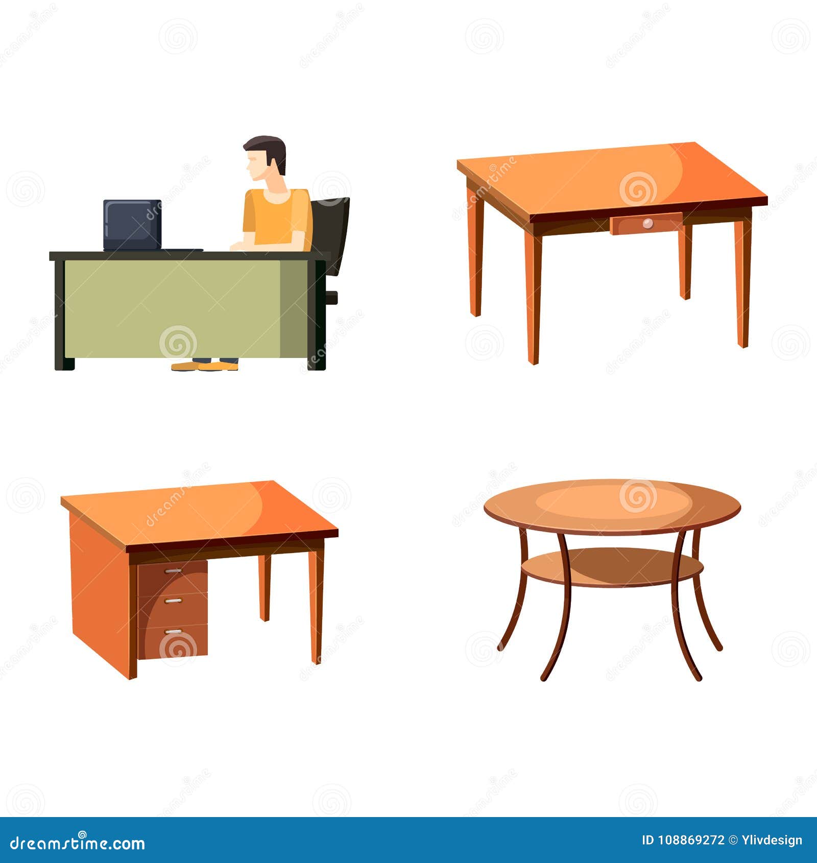 Table Icon Set, Cartoon Style Stock Vector - Illustration of decor ...