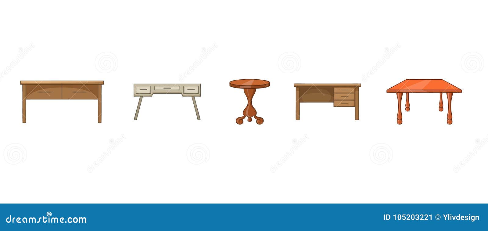 Table Icon Set, Cartoon Style Stock Vector - Illustration of plastic ...