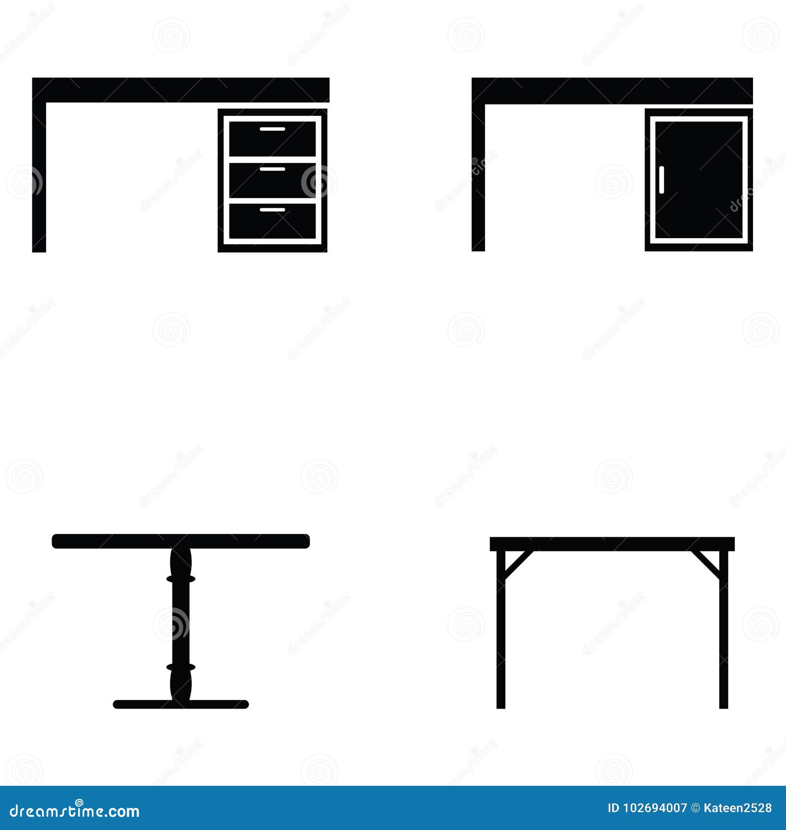 Table icon set stock vector. Illustration of black, home - 102694007