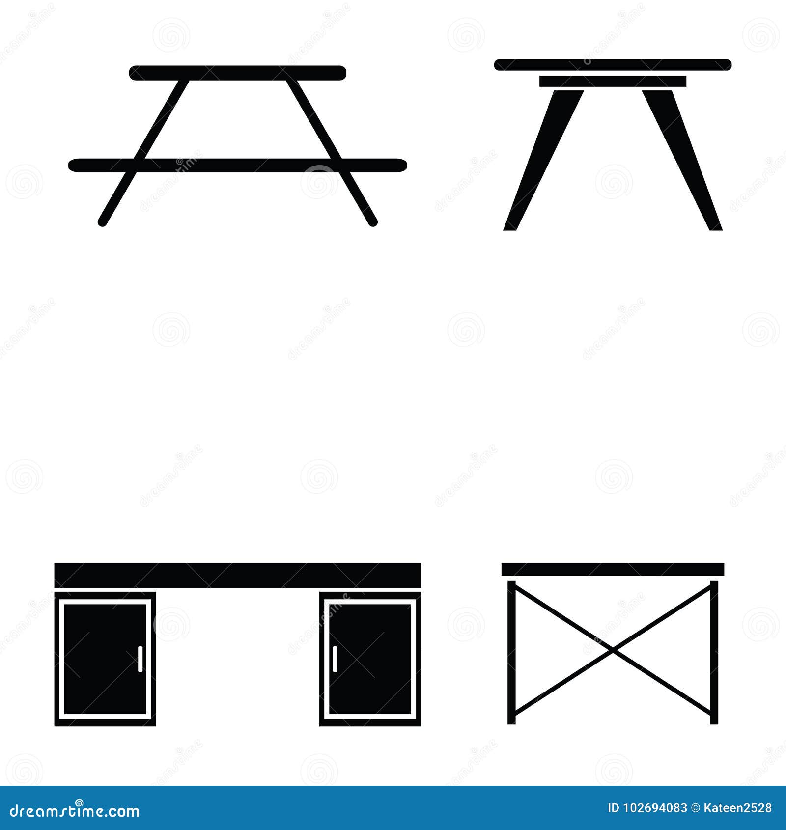 Table icon set stock vector. Illustration of background - 102694083