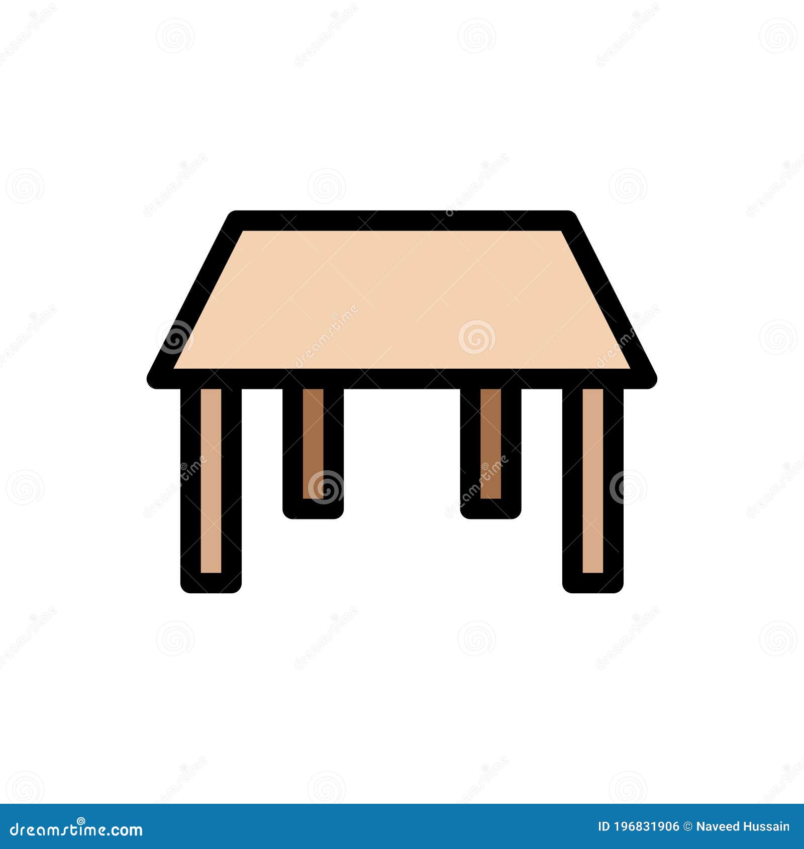 Table Vector Flat Color Icon Stock Vector - Illustration of desktop ...