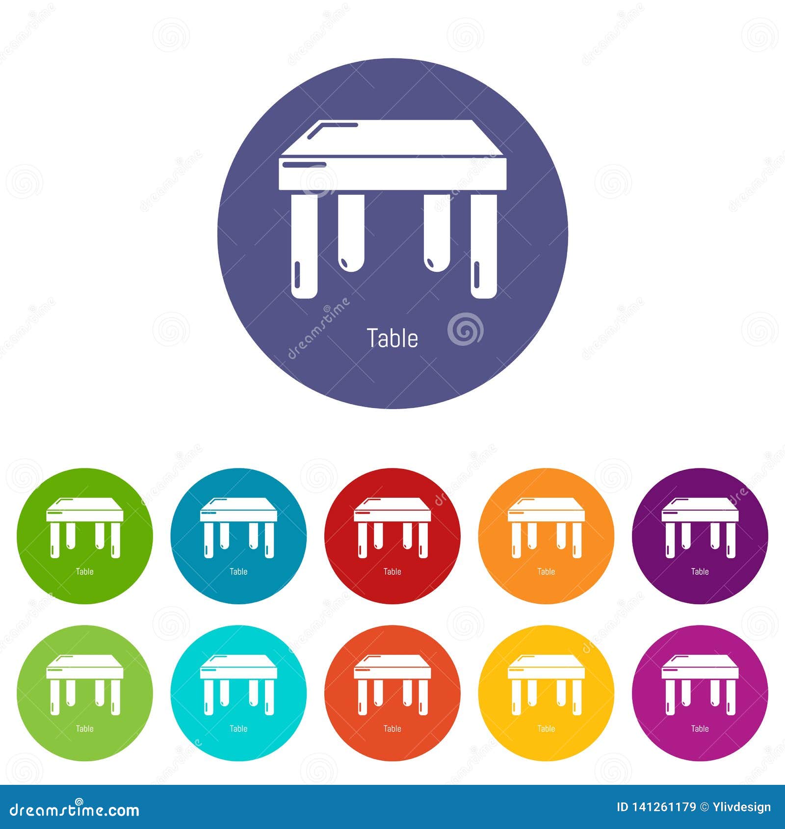 Table Icons Set Vector Color Stock Vector - Illustration of curved ...