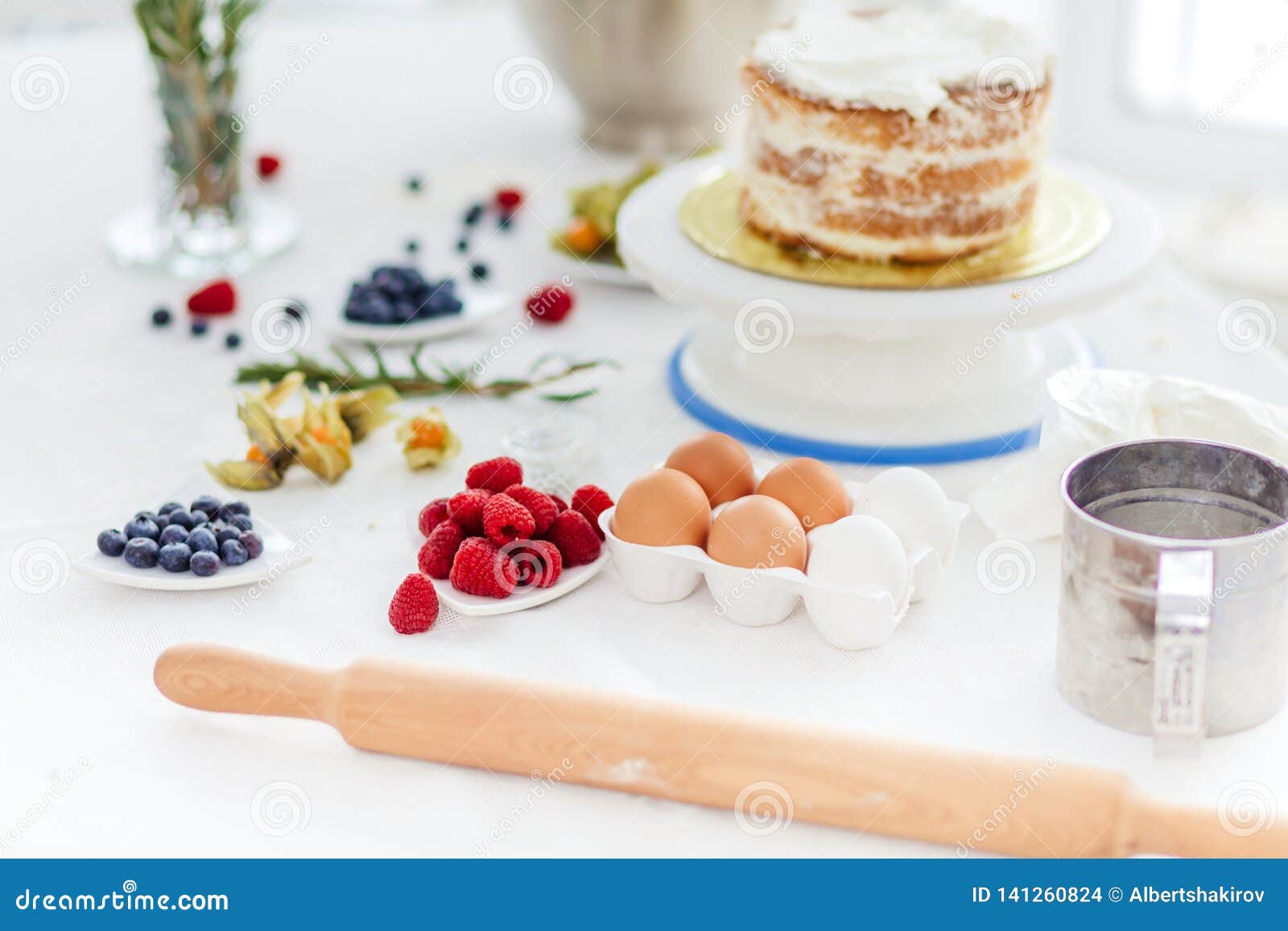 Table with Ingredients for Cake. Stock Photo - Image of country, baking ...