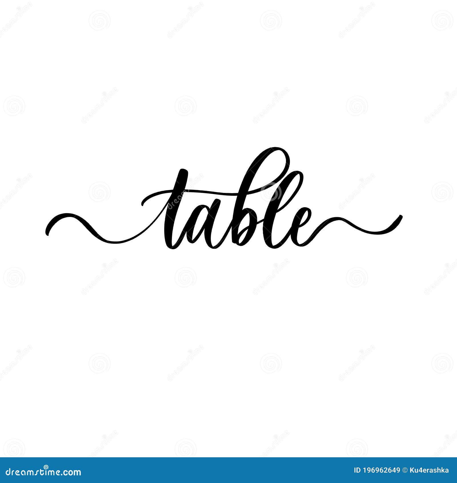 Table Isolated Hand Lettering Inscription. Stock Vector - Illustration ...