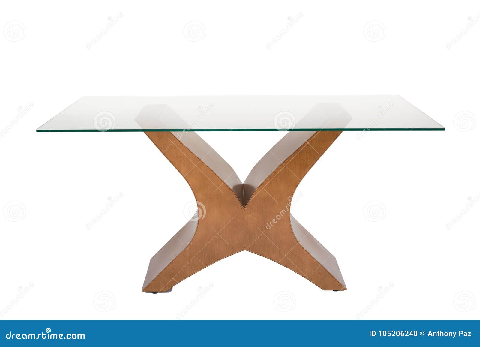 Wooden Modern Table on White Background. Stock Photo - Image of ...