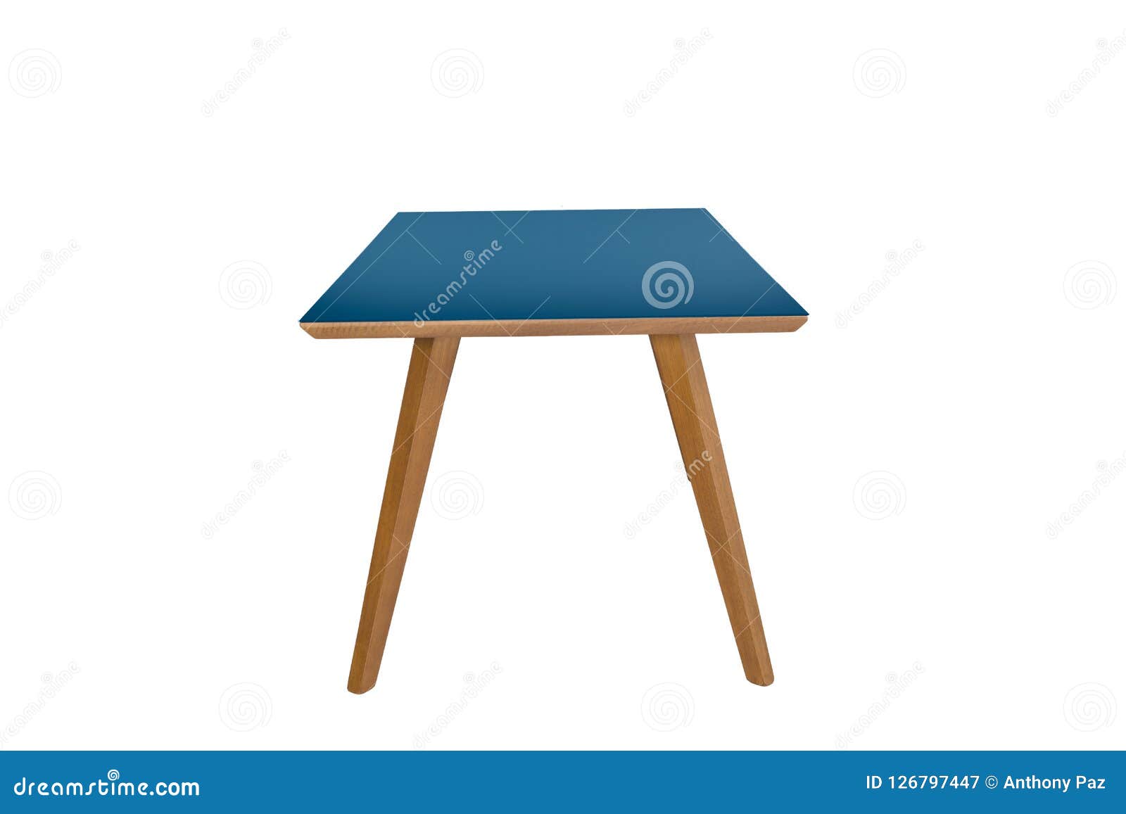 Wooden Modern Table on White Background. Stock Image - Image of wooden ...