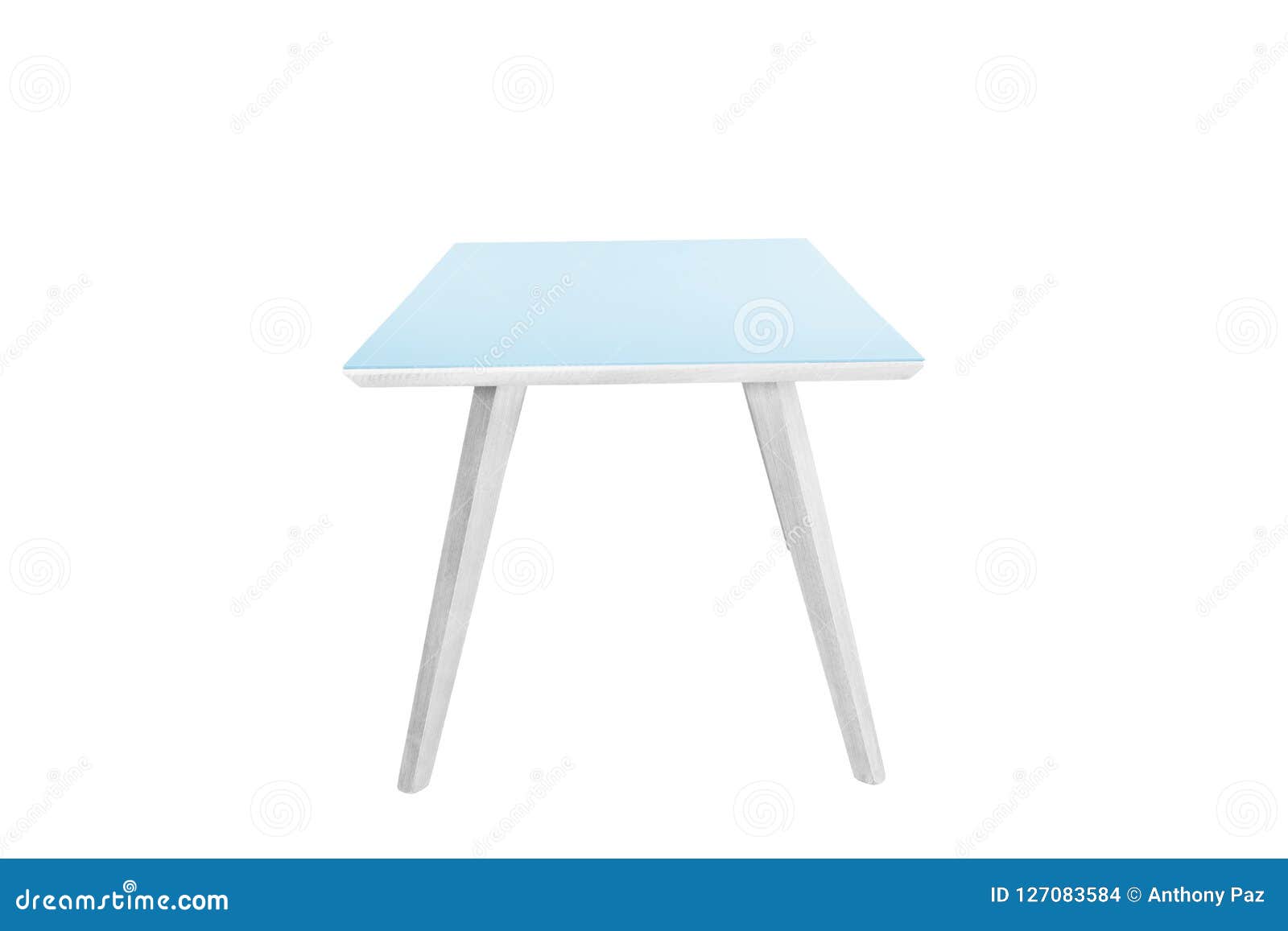 Wooden Modern Table on White Background. Stock Photo - Image of ...