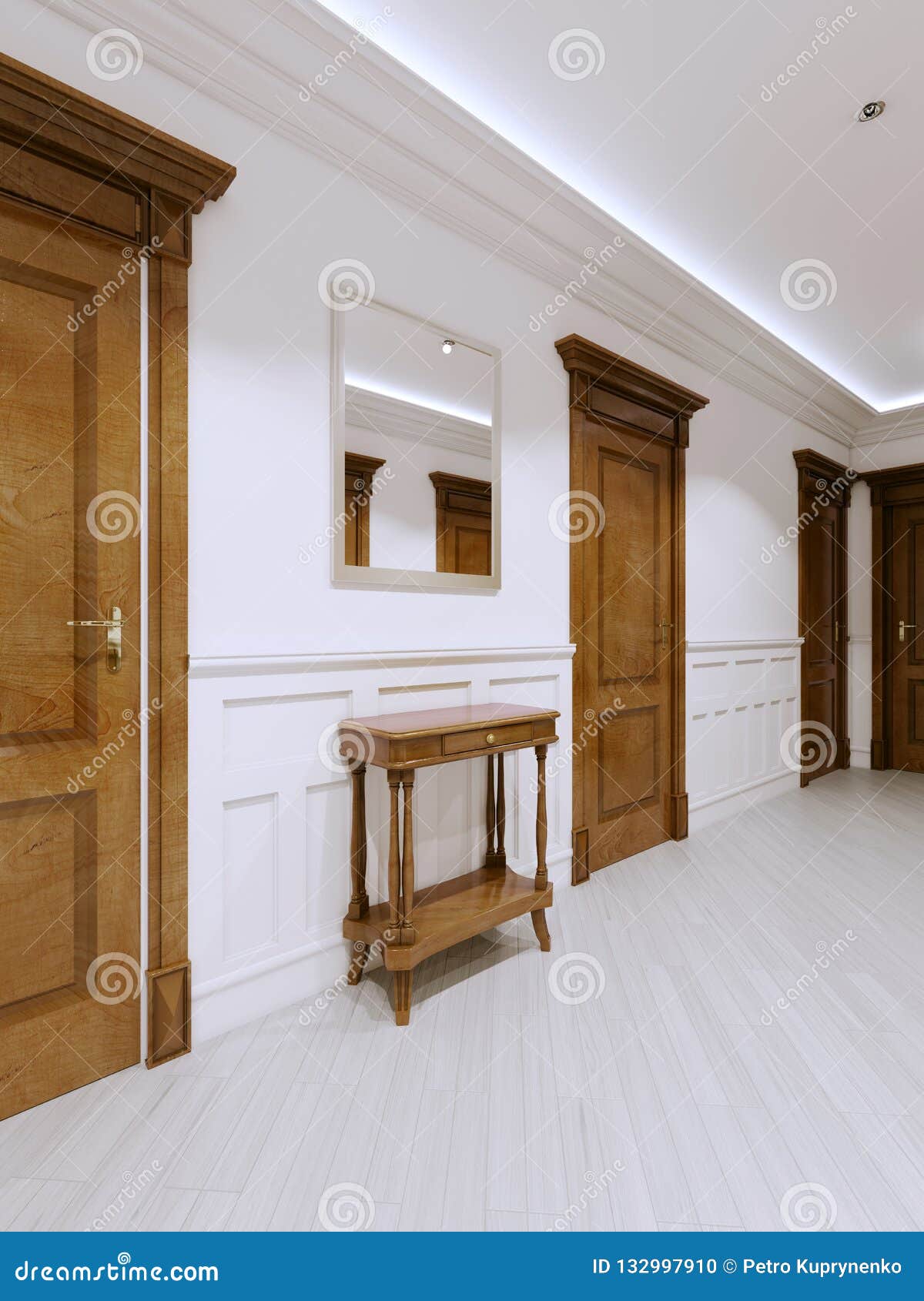 Table for Keys in a Modern Classic Interior Corridor Stock Illustration ...
