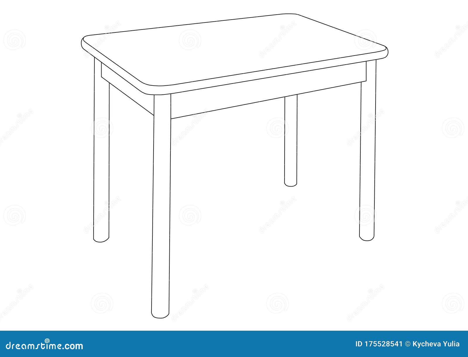 Table Kitchen Dining Black Outline Stock Illustration - Illustration of ...