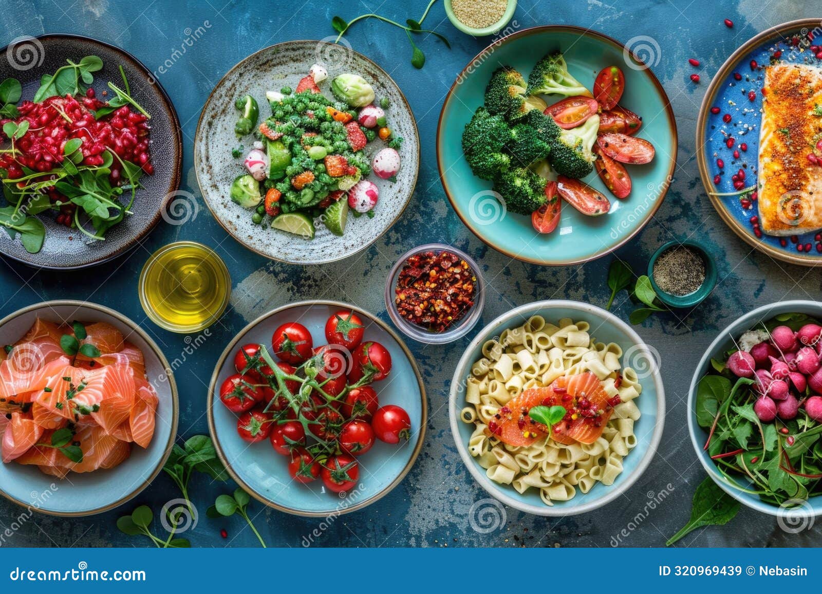 A Table Laden with an Assortment of Diverse Foods, Showcasing a Vibrant ...