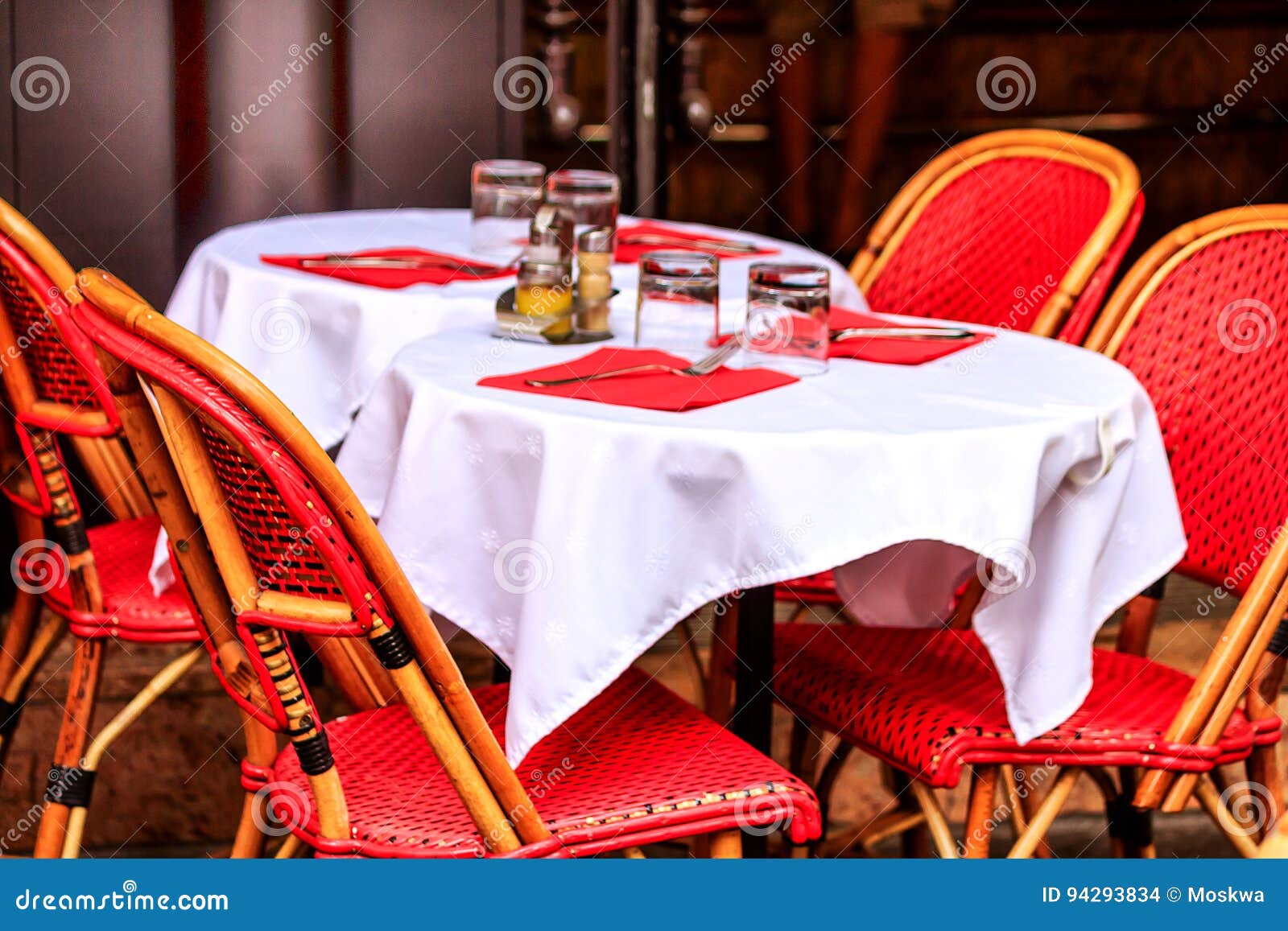 Table Laid for Lunch in a Parisian Cafe Stock Photo - Image of service ...