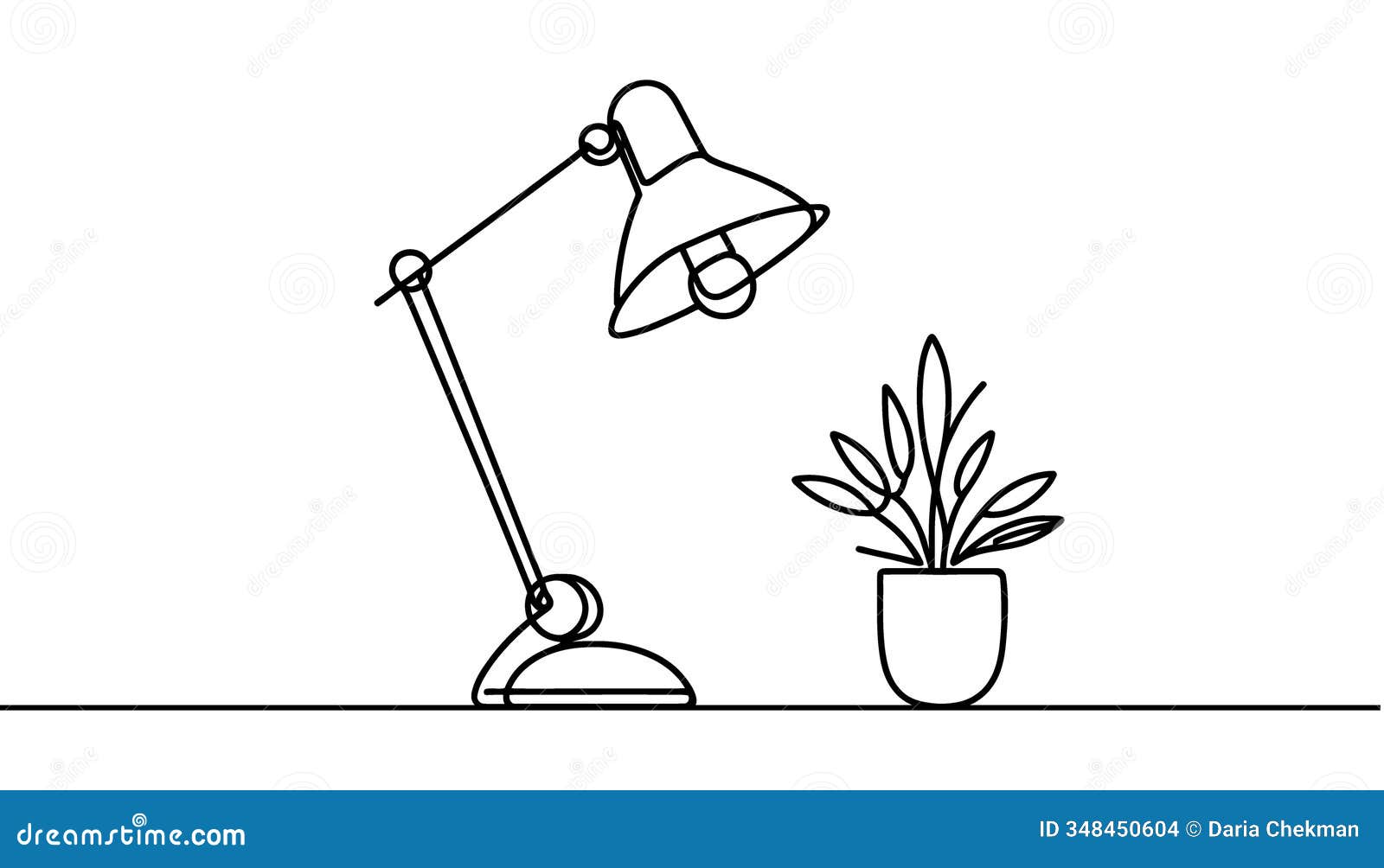 Table Lamp Continuous Single Line Drawing, Table Lamp in One Continuous ...