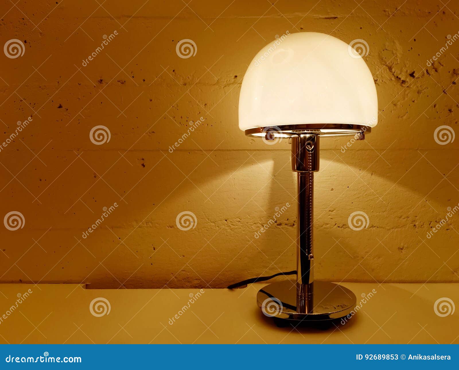 Table Lamp Giving Warm Orange Light Stock Image - Image of shade ...