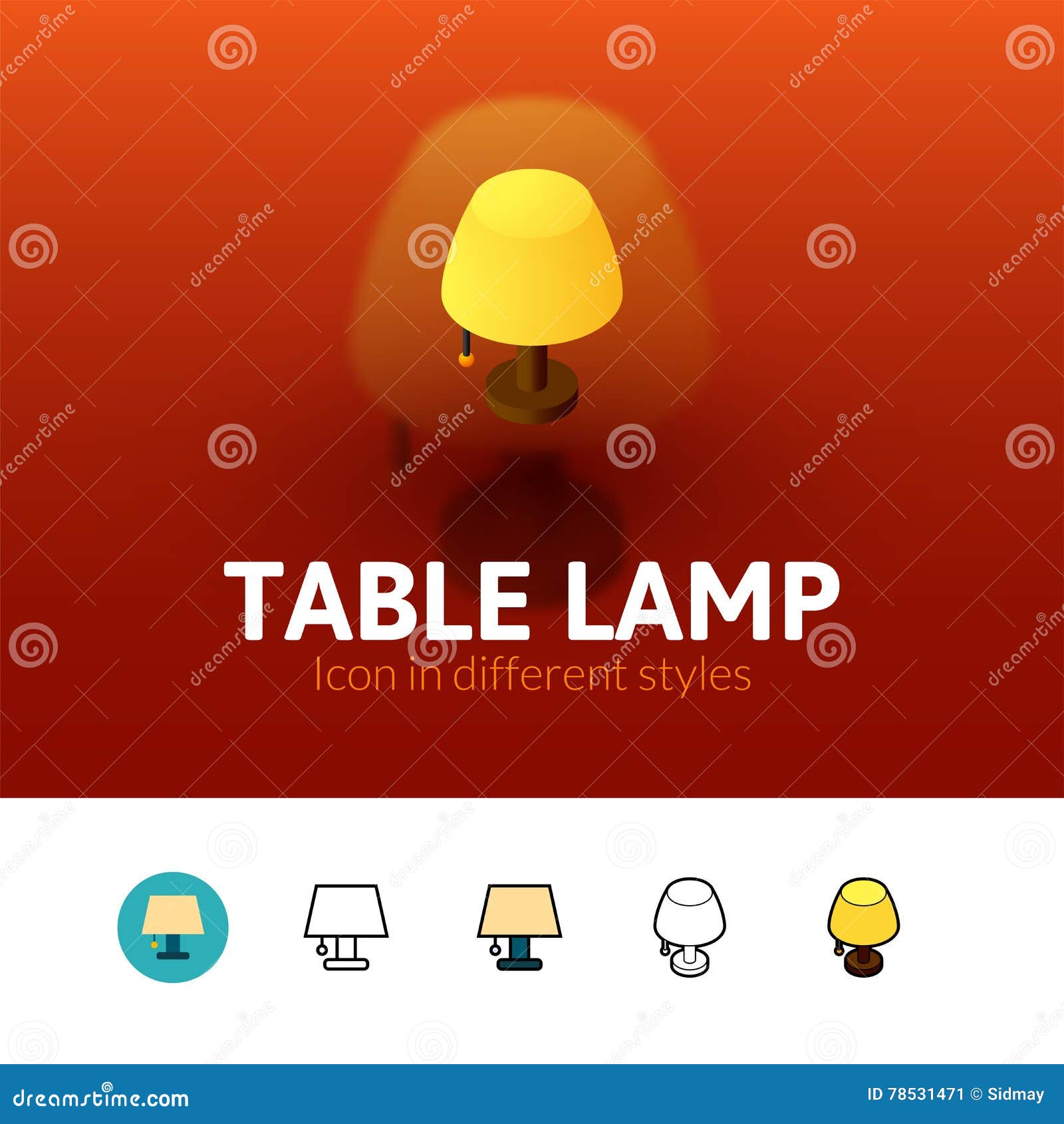 Table Lamp Icon in Different Style Stock Vector - Illustration of ...