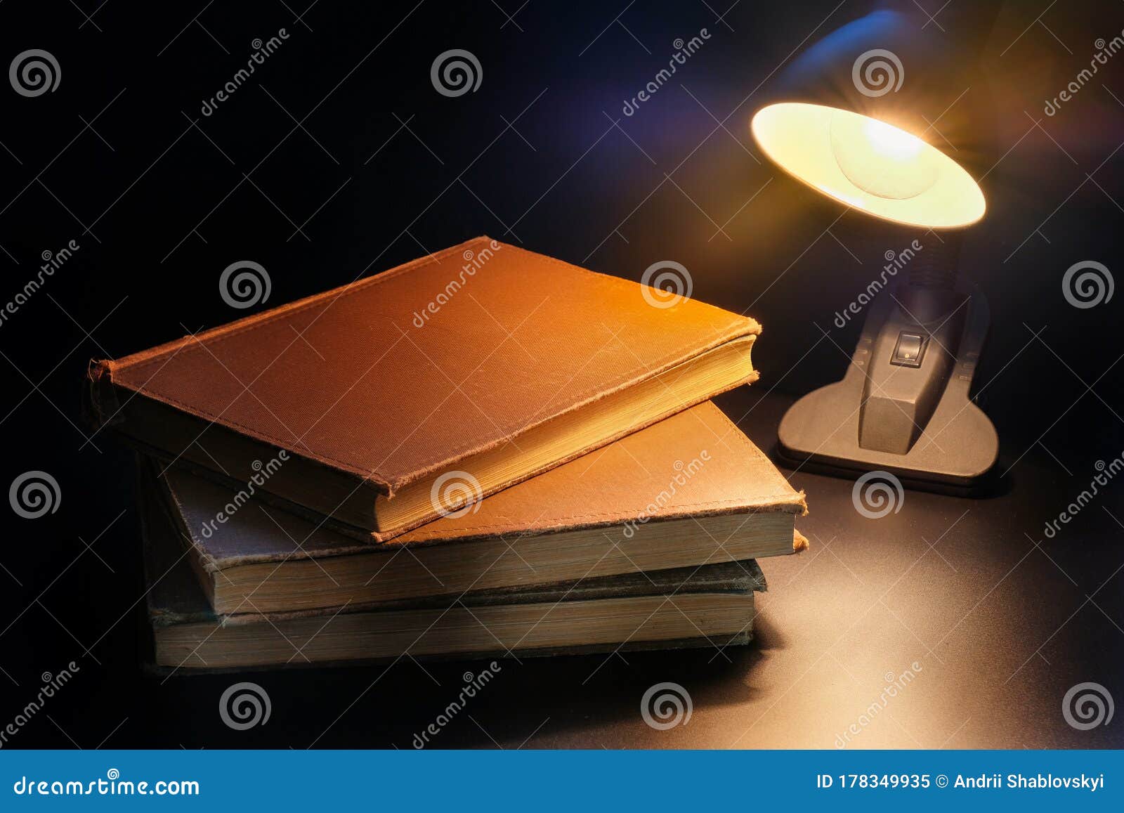 Table Lamp Lighting Books on the Table. Education Concept Stock Image ...
