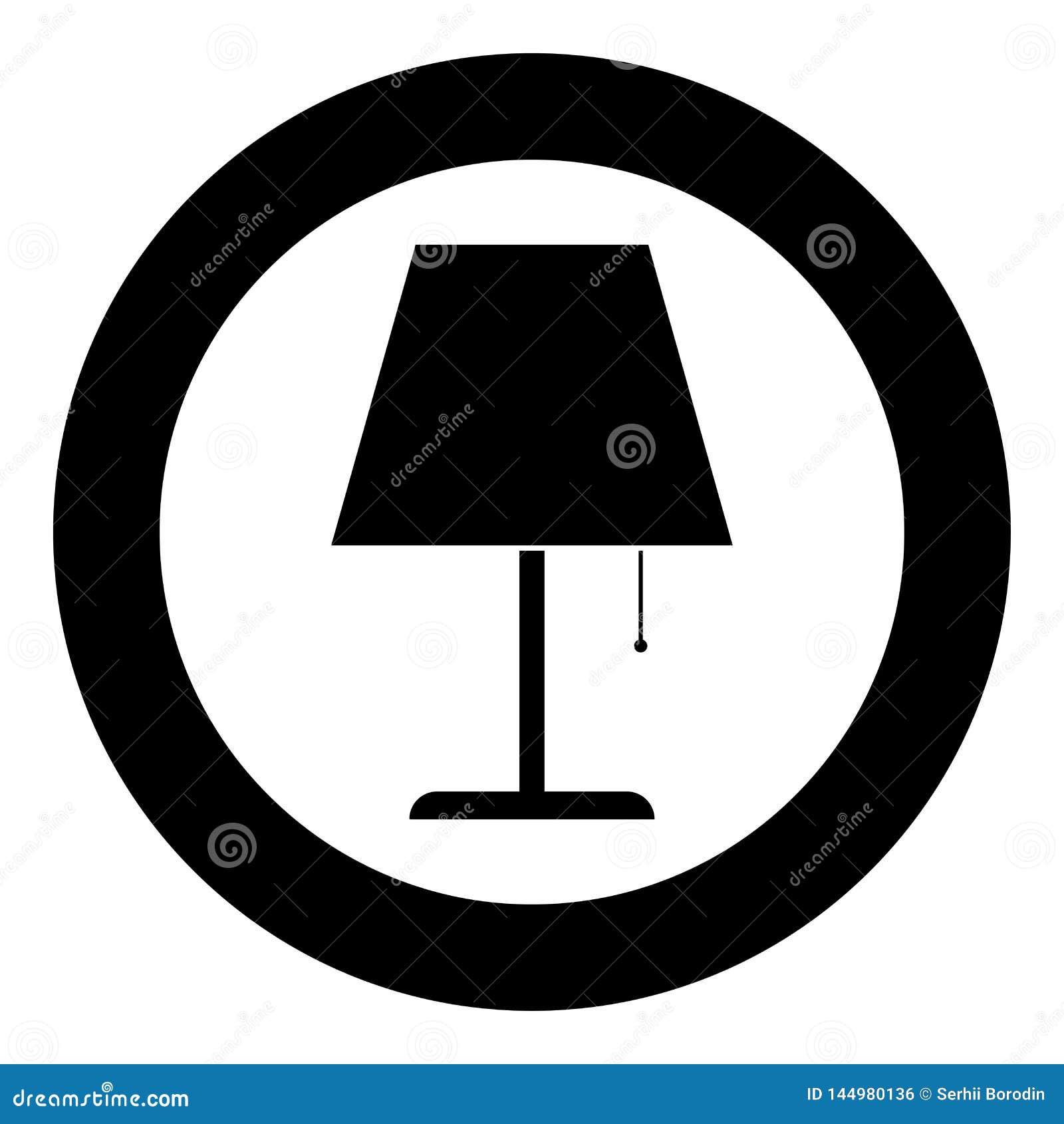 Table Lamp Night Lamp Clasic Lamp Icon in Circle Round Black Color ...