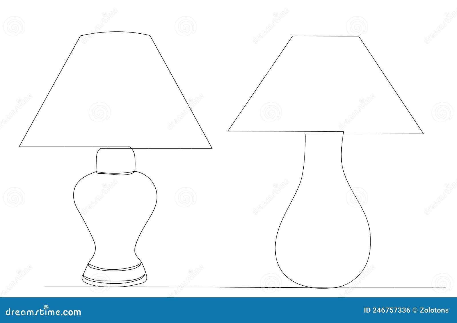 Table Lamp One Continuous Line Drawing, Isolated Stock Vector ...