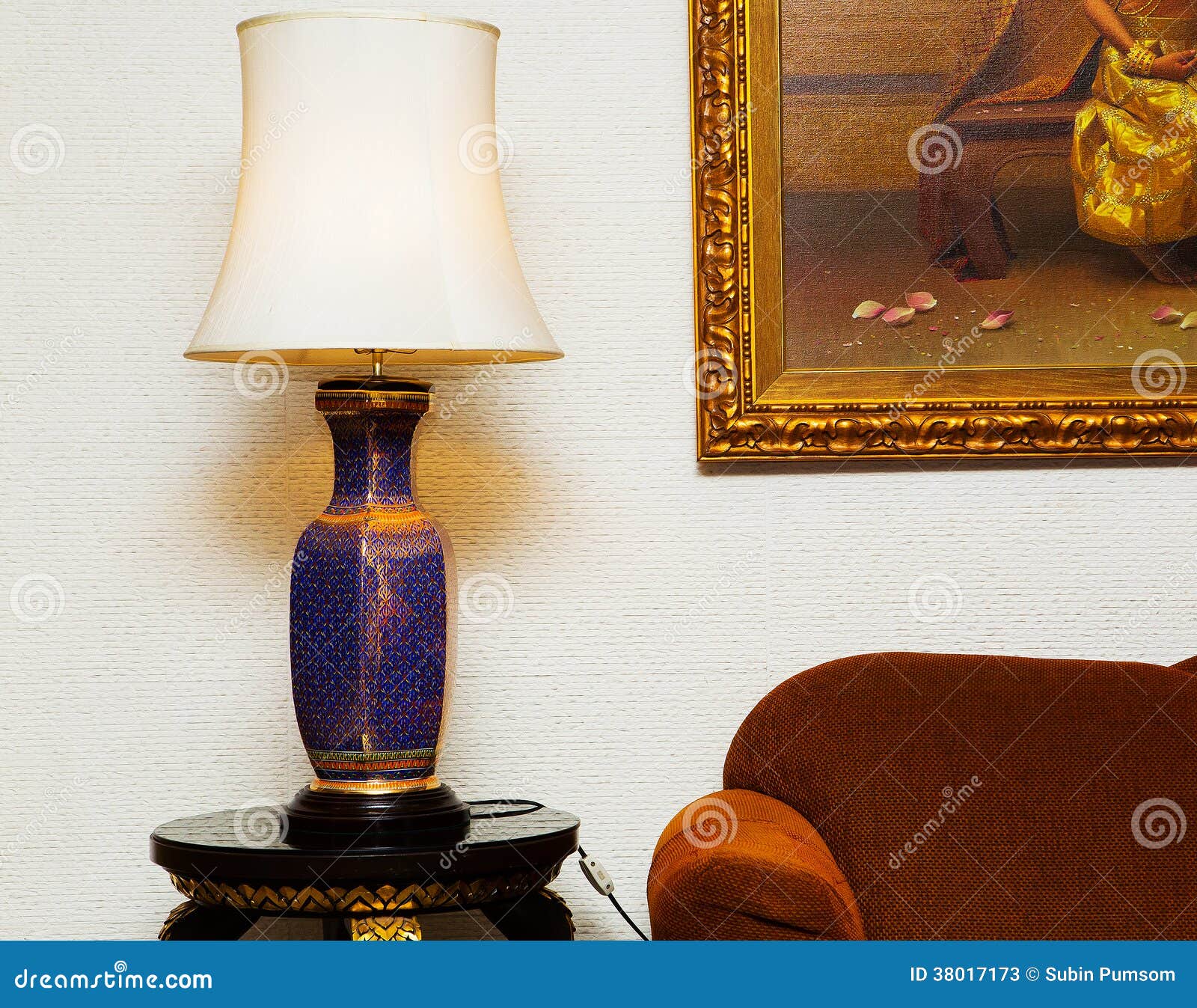 Table lamp and sofa stock image. Image of home, interior - 38017173