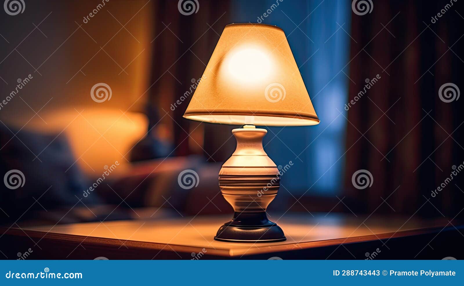 A Table Lamp Spending Warm Light. Idea for Interior Design Stock Image ...