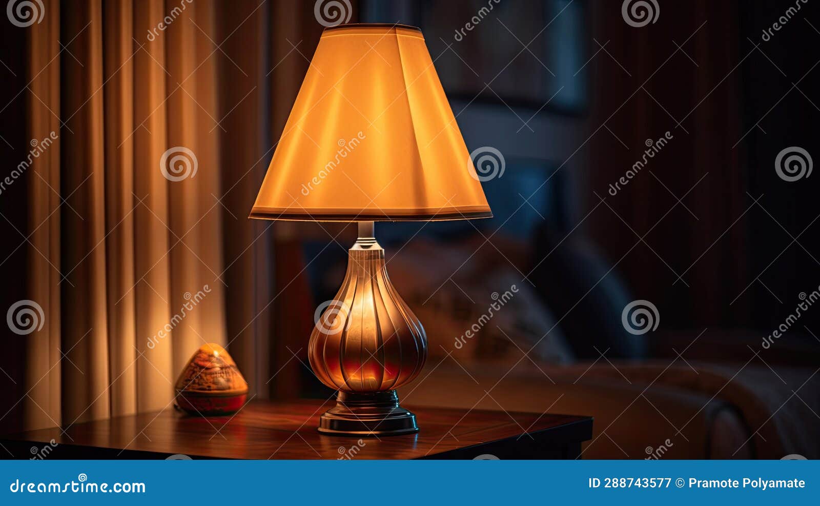 A Table Lamp Spending Warm Light. Idea for Interior Design Stock ...