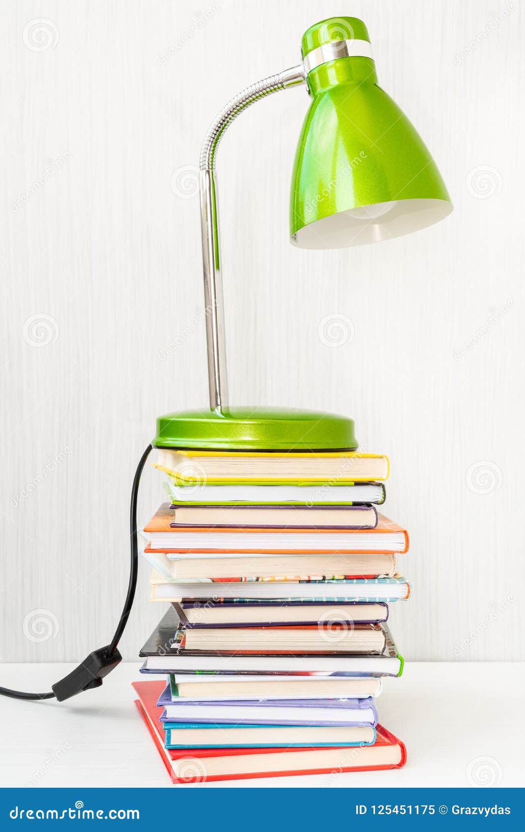 Table Lamp and a Stack of Books Stock Image - Image of wisdom, school ...