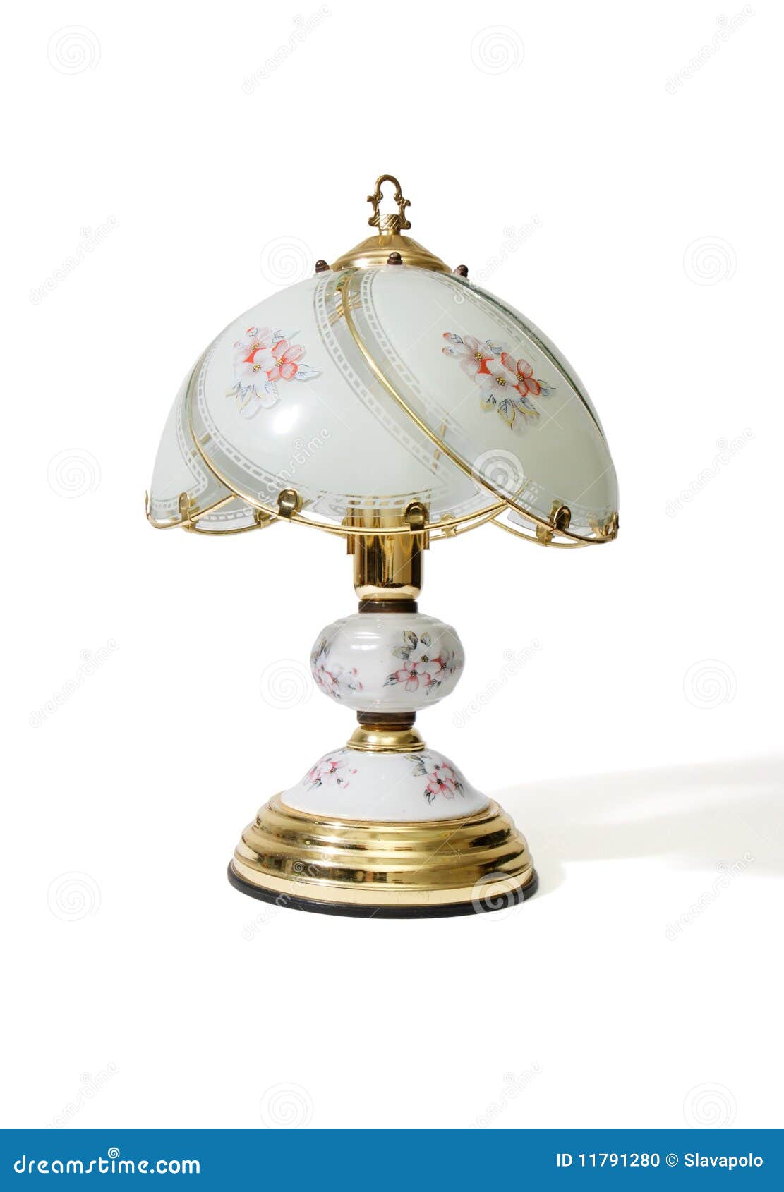 Table Lamp Under the Lampshade with Flower Pattern Stock Photo - Image ...
